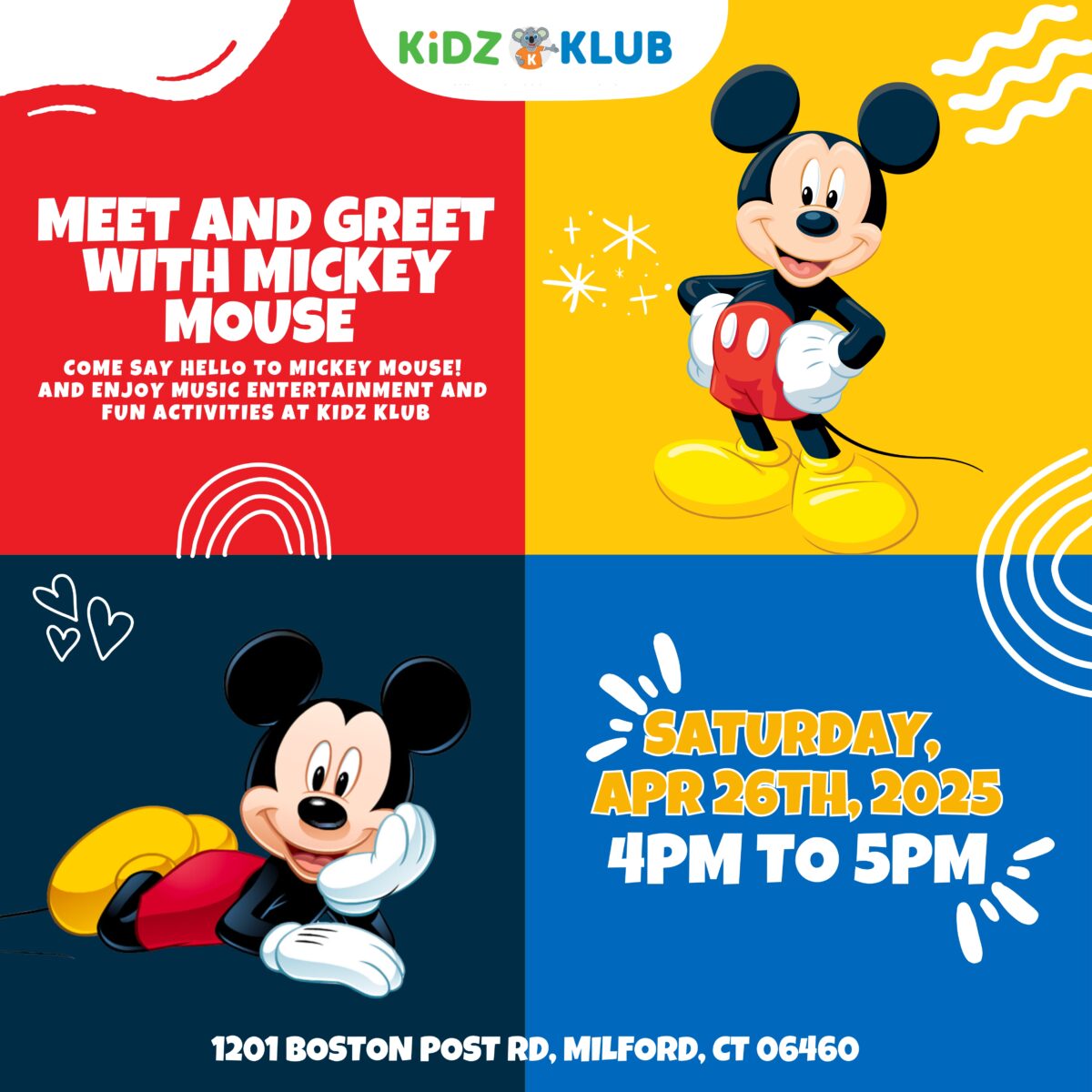 Meet and Greet with Mickey Mouse at Kidz Klub!